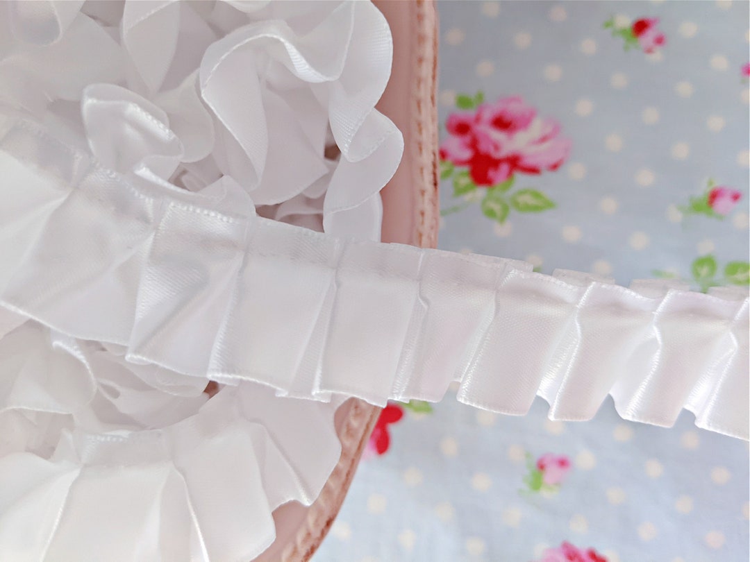 Ruffled Box Pleated Satin Ribbon/trim - White - 7/8 Inch - 1 Yard - Etsy