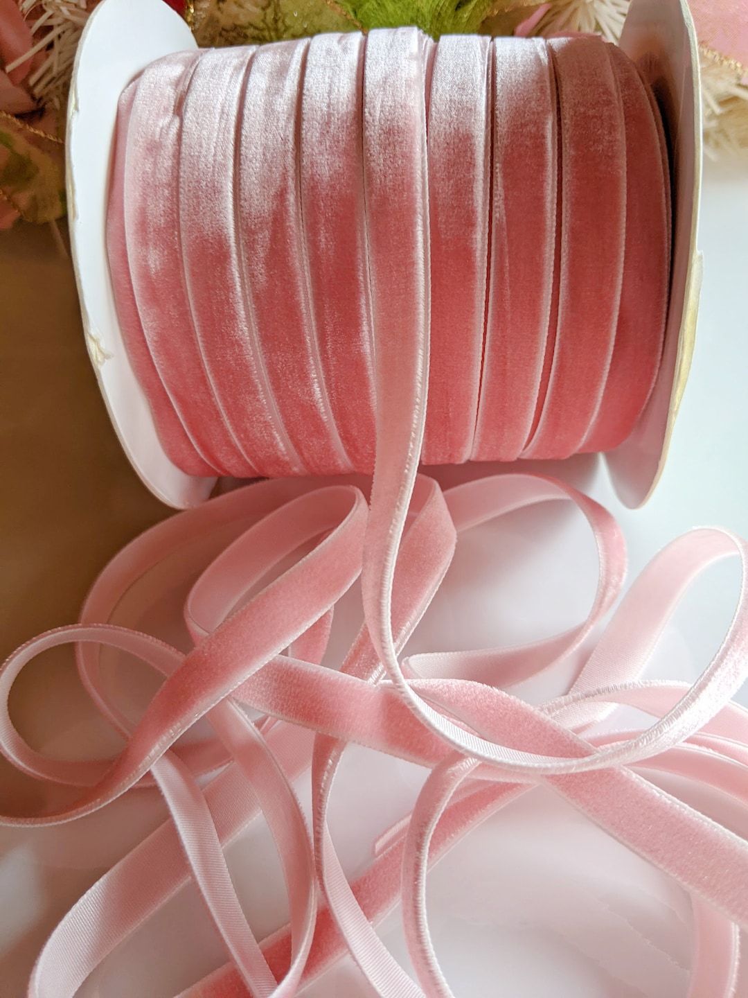 Light Pink Velvet Ribbon 3/8 Inch 1 Yard - Etsy