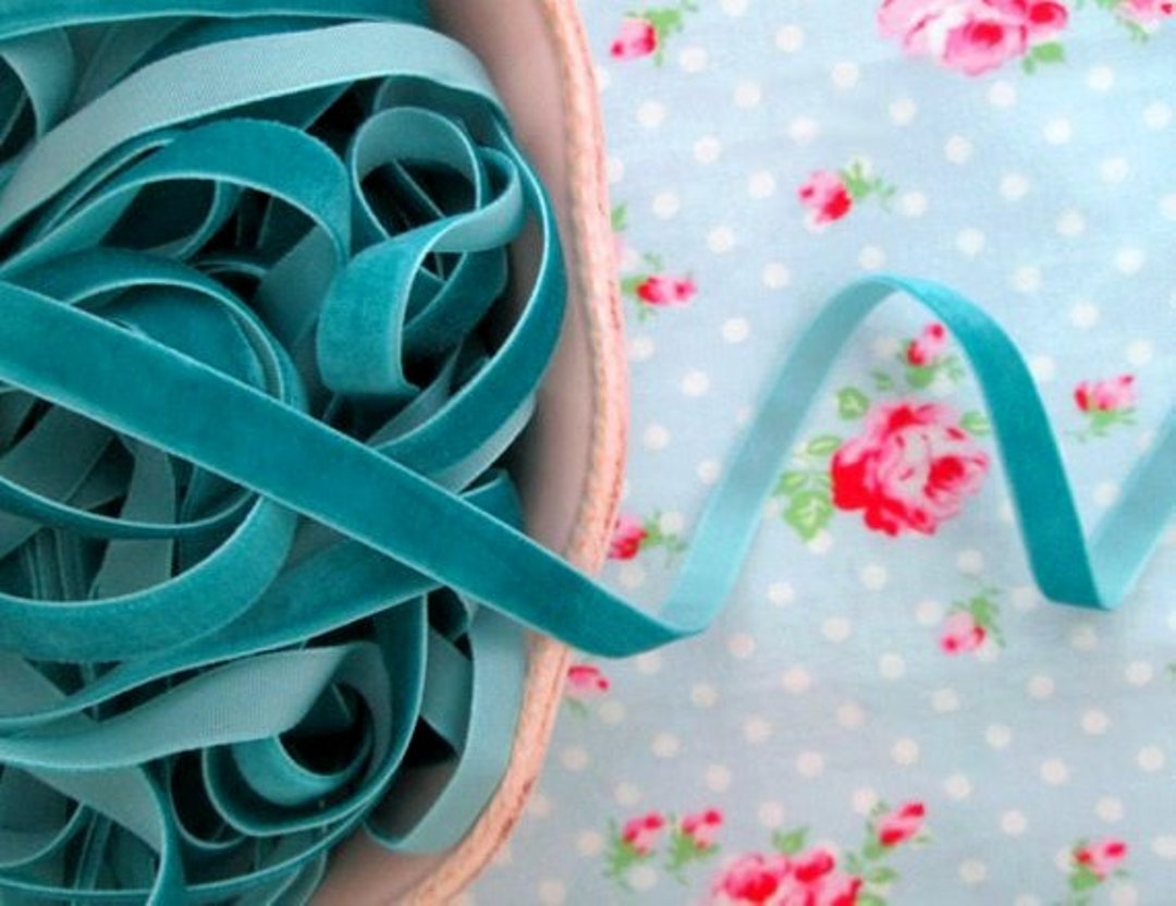 Turquoise Velvet Ribbon - 3/8 Inch - 1 Yard - Etsy