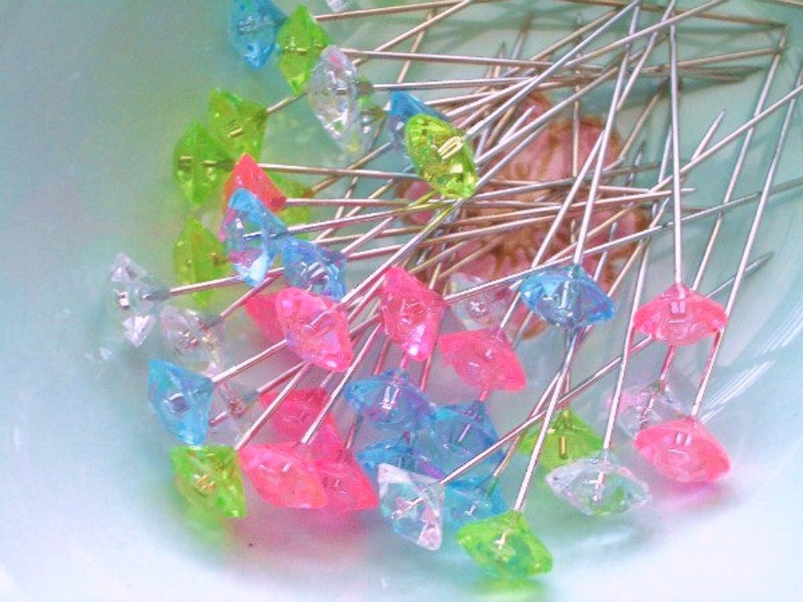 Corsage Crystal Pins Candy Color Set of 20 - Etsy