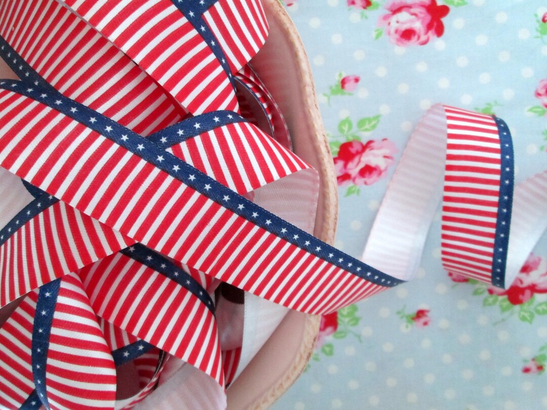 Patriotic American Flag - Red White & Blue - Satin Ribbon - 7/8 Inch ...