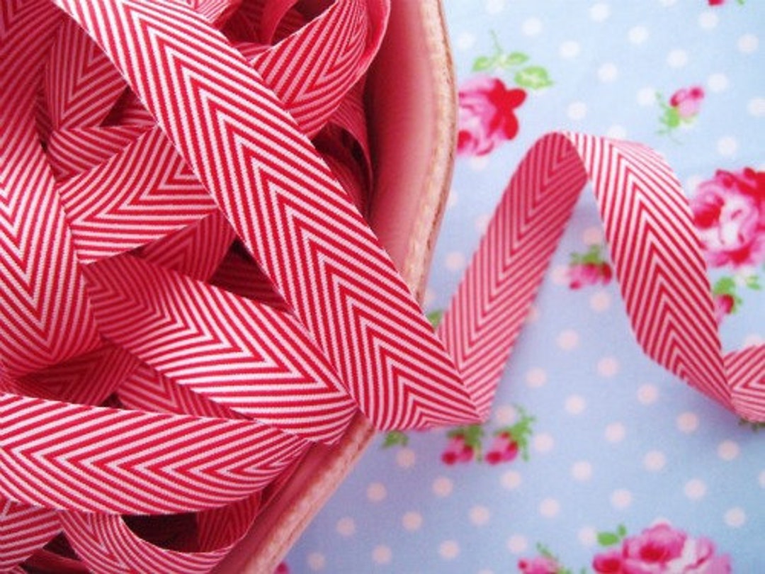 Chevron Striped Twill - Red and White - Ribbon - 3/4 Inch - 1 Yard - Etsy