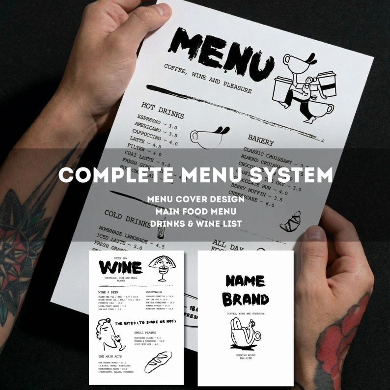 Printable Menu Template, Urban Naive Style, Canva Editable Design ...