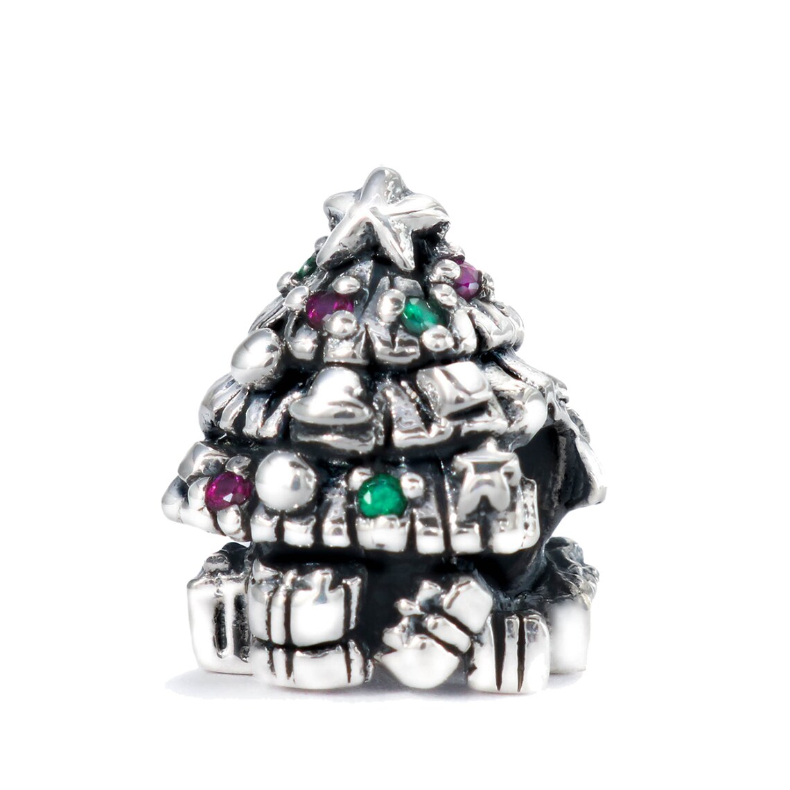 Christmas Tree Charm: Sterling Silver CZ Charm, Fits Pandora Bracelets ...