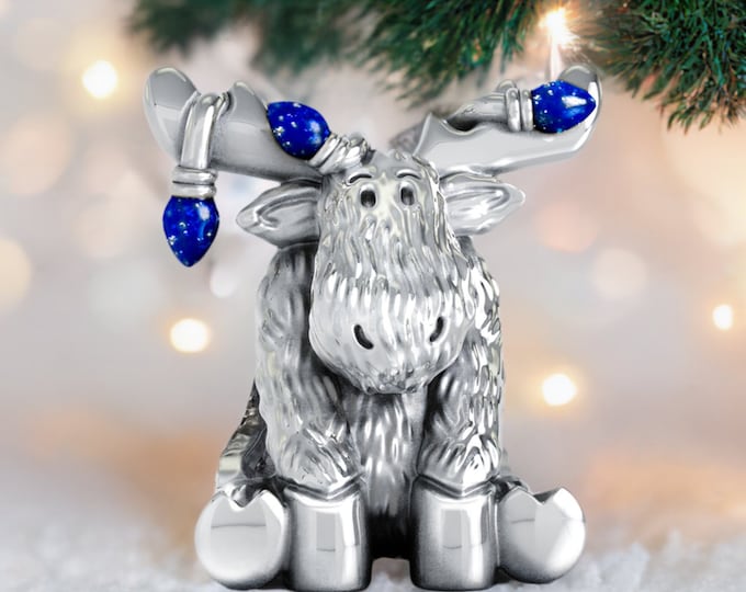 Christmas Lights Moose Bead Charm - Twinkle Blue - 925 Silver - Fits ...