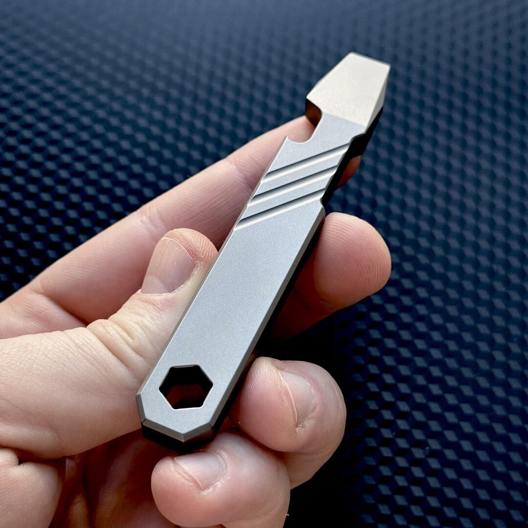 Titanium Prybar With Hex Bit Slot, Pocket Tool, EDC Titanium, Titanium ...