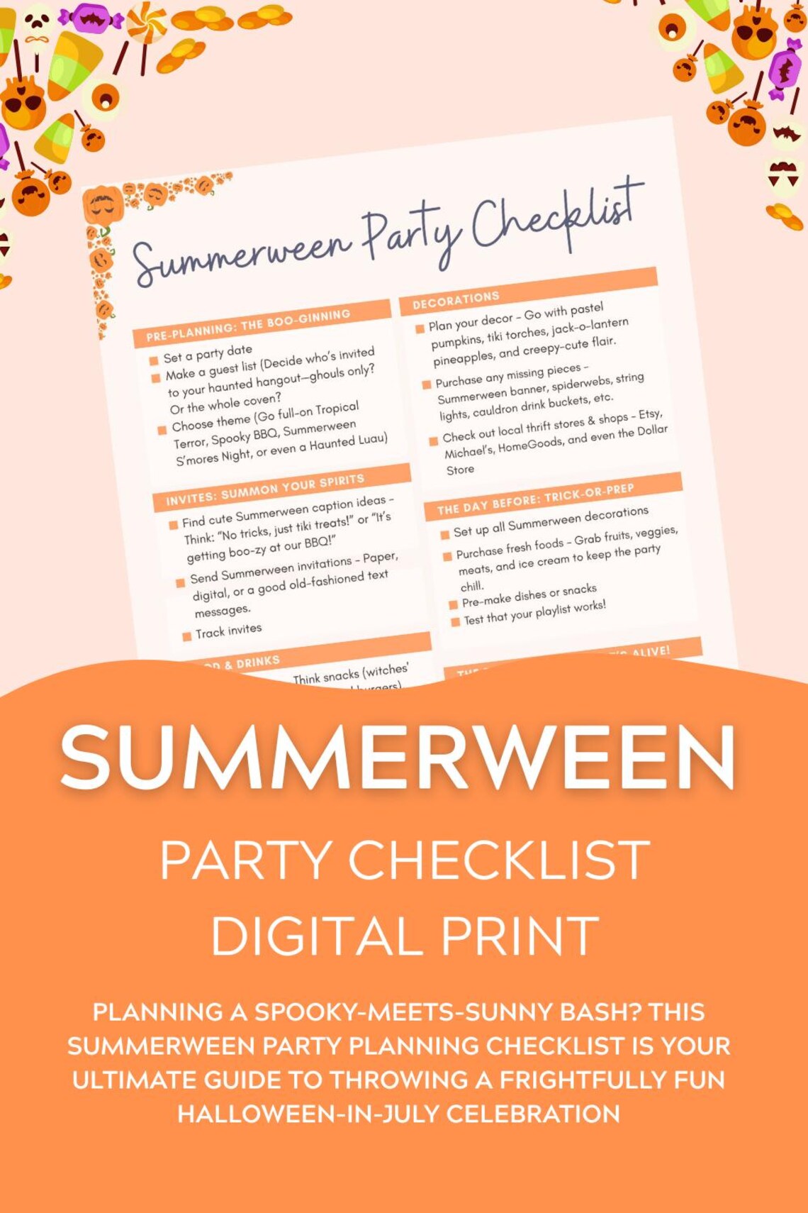 Summerween Party Planning Checklist | Summerween Printable | Halloween ...