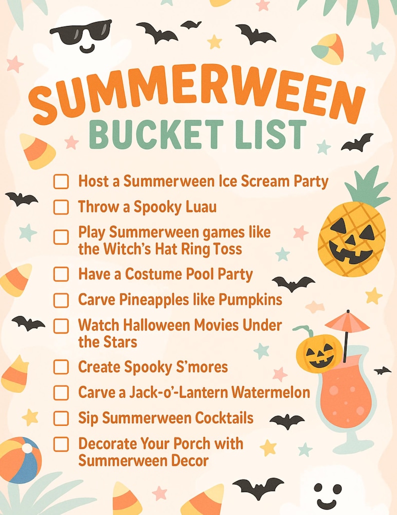 Printable Summerween Bucket List - Etsy