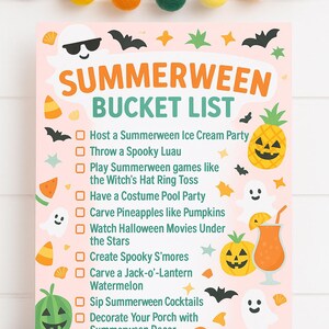 Printable Summerween Bucket List - Etsy