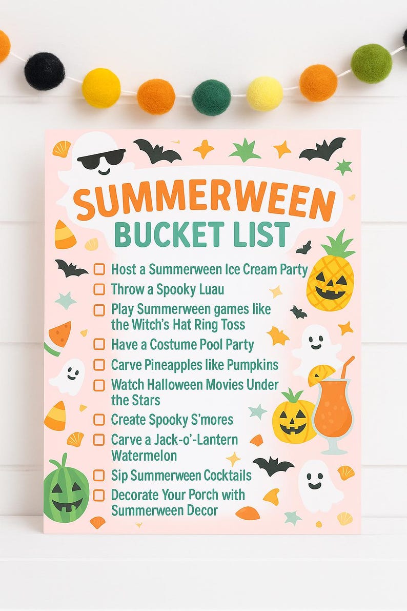 Printable Summerween Bucket List - Etsy