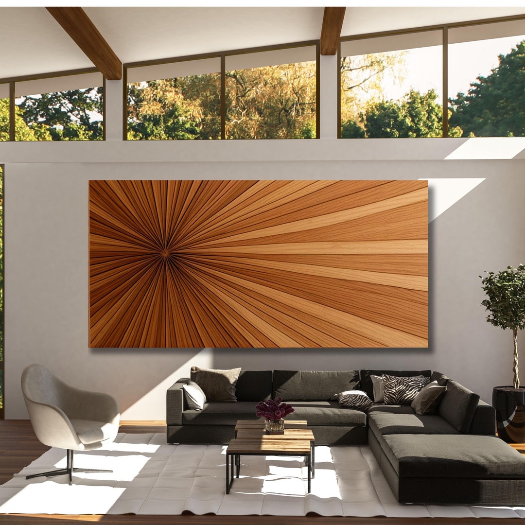 Long Sunshine, Bedroom Wall Art, Wood Wall Art Above Panoramic Sun Wall ...