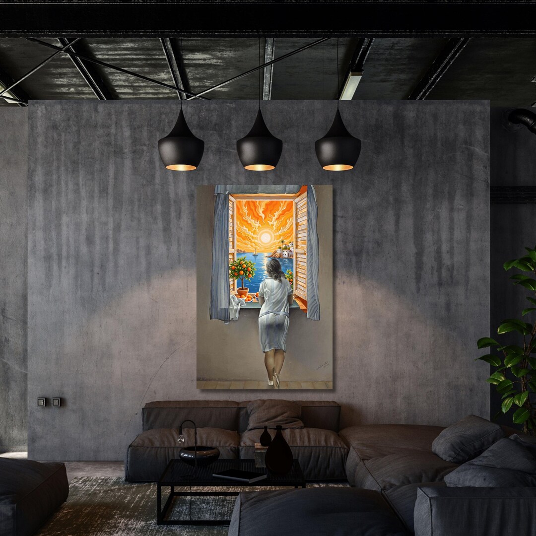 Girl at the Window Canvas Wall Art in Dalí and Matisse Style Surreal ...