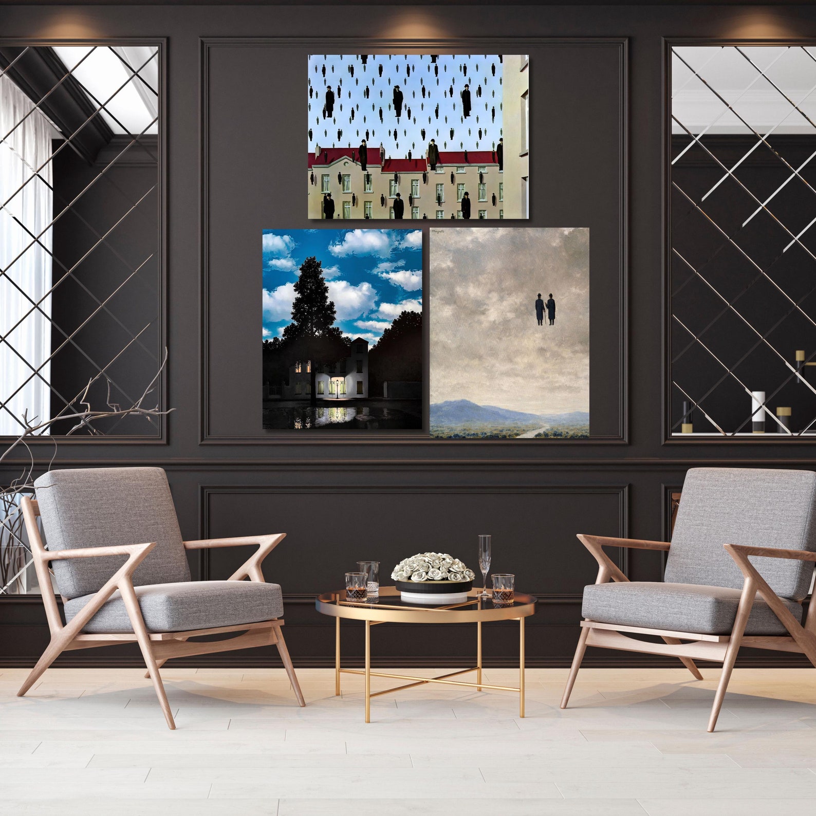 Set of 3 Rene Magritte the World of Images Canvas Wall Art Print, Rene ...
