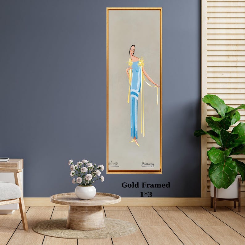 Art Deco Fashion Canvas Art, Blue Flapper Dress Illustration, 1920s ...