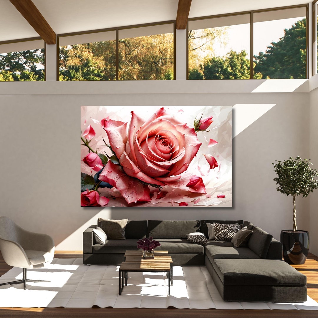 Rose Painting Floral Canvas Wall Art Roses Canvas Painting Flowers Oil ...