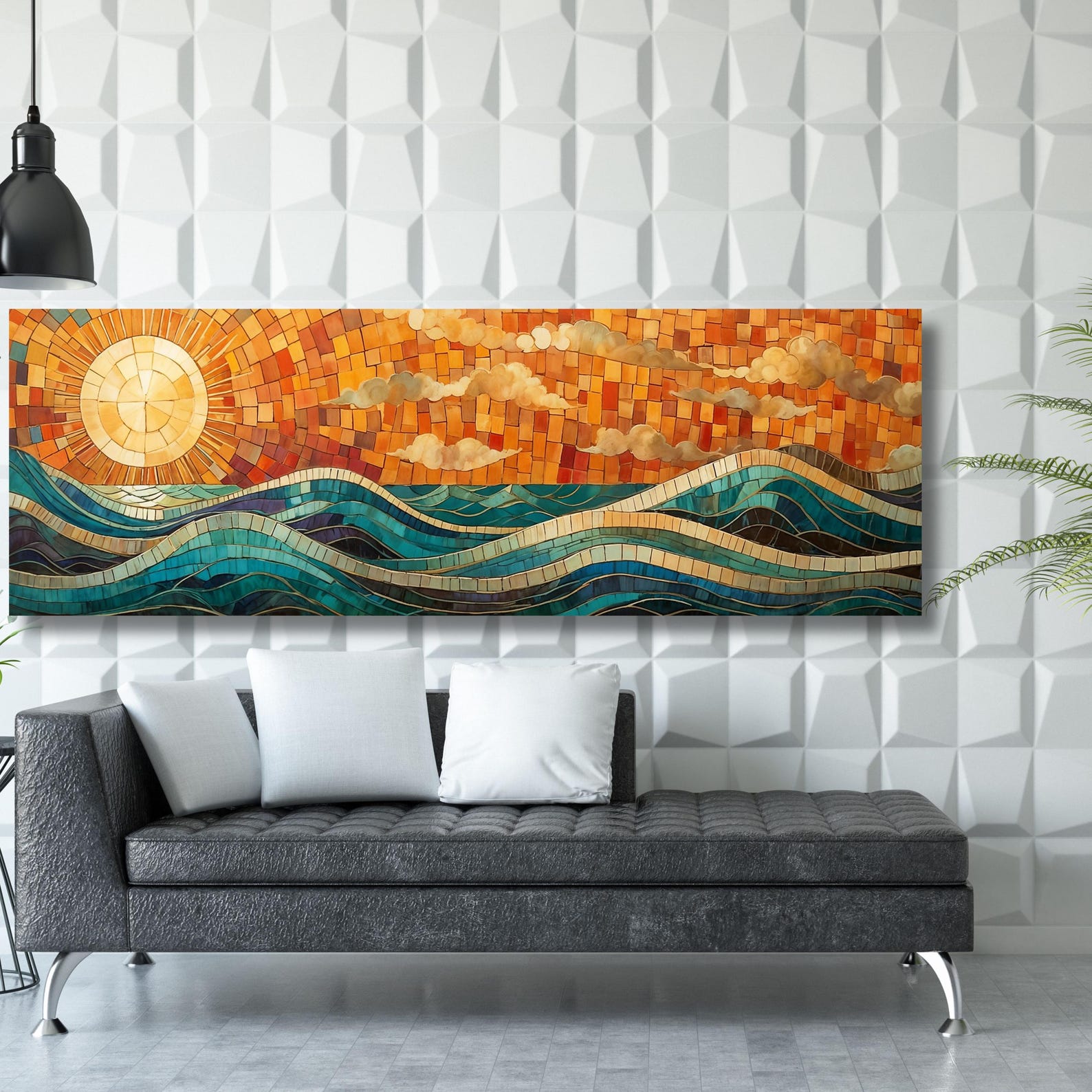 Panoramic Mosaic View Sea Sun Canvas Art Famous Art,large Wall Art ...