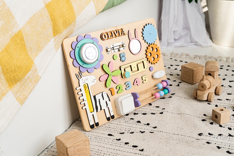 Personalized Baby Busy Board, 1 Year Old Custom Gift, Busy Board 2-3 ...