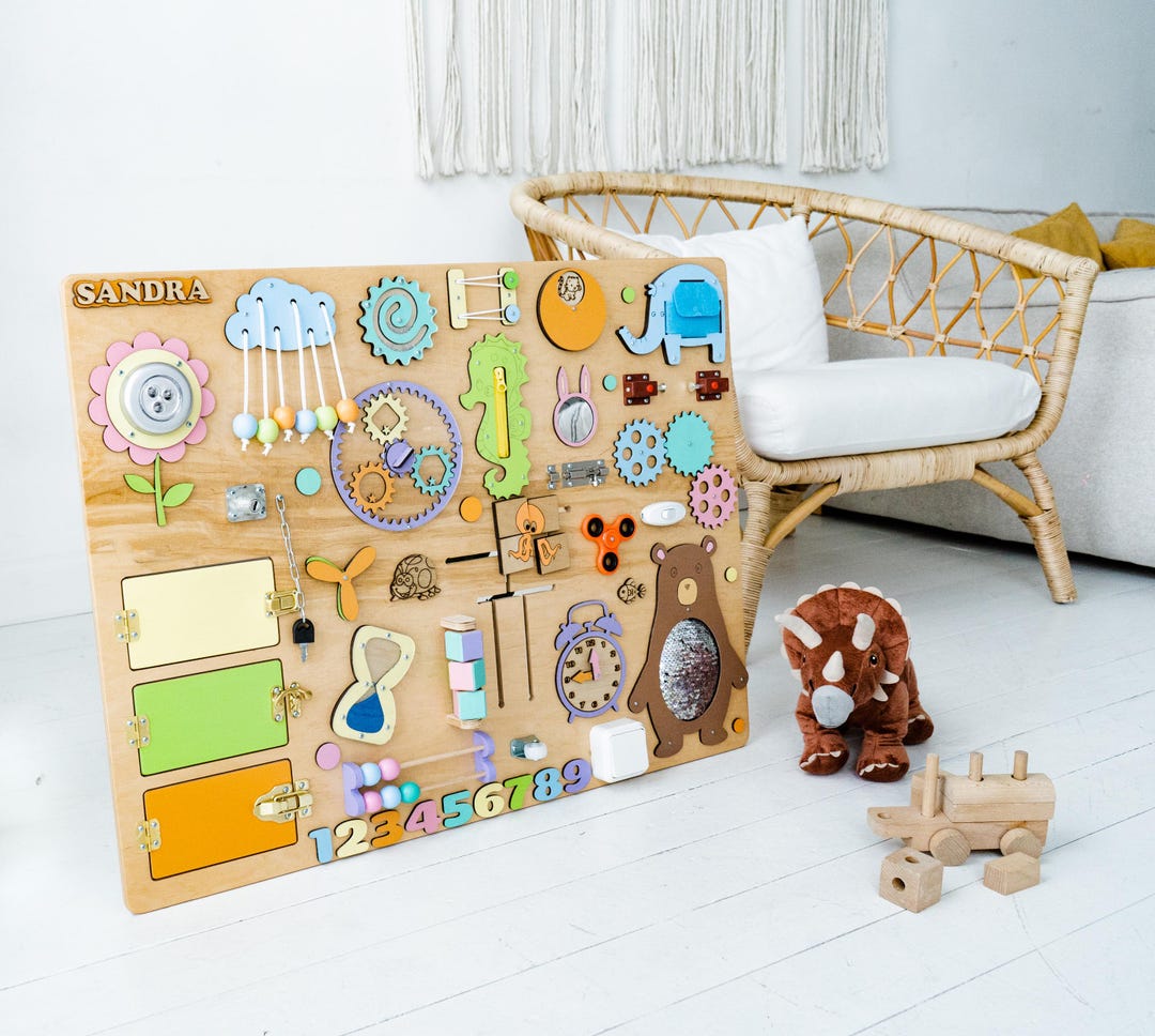 Personalized Baby Busy Board, 1 Year Old Custom Gift, Busy Board 2-3 ...