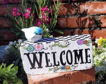 Painted Brick - Welcome - Etsy