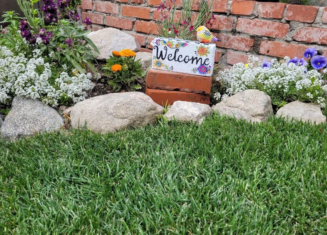 Painted Brick - Welcome - Etsy
