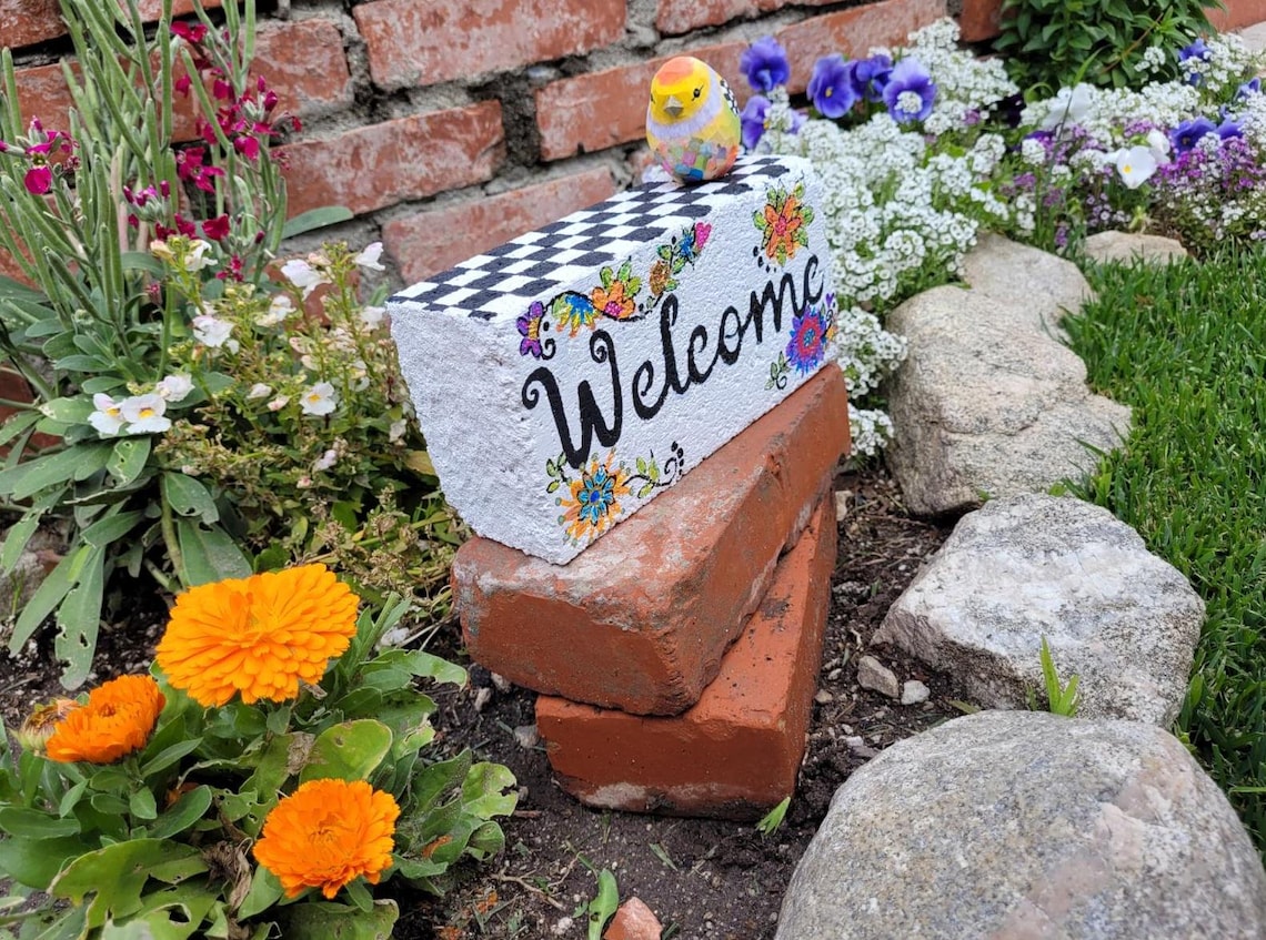 Painted Brick - Welcome - Etsy