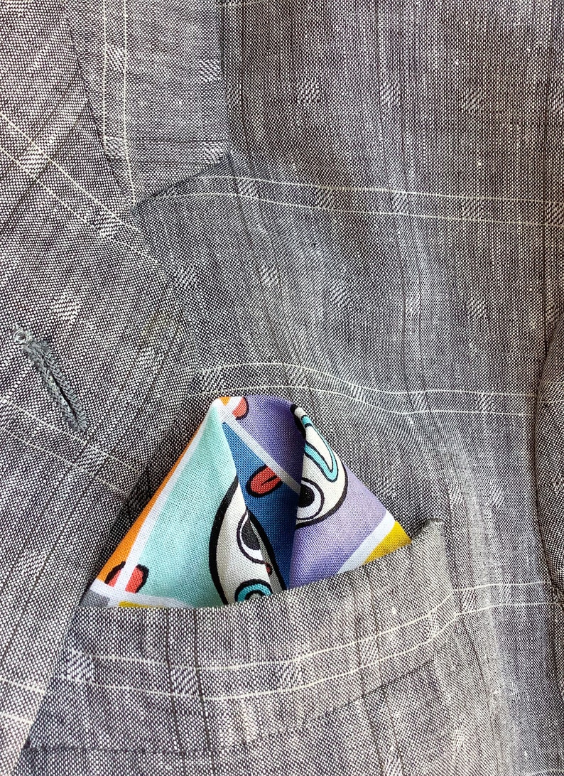 Pocket Square Colorful Cotton Print Handkerchief Men Cartoon | Etsy