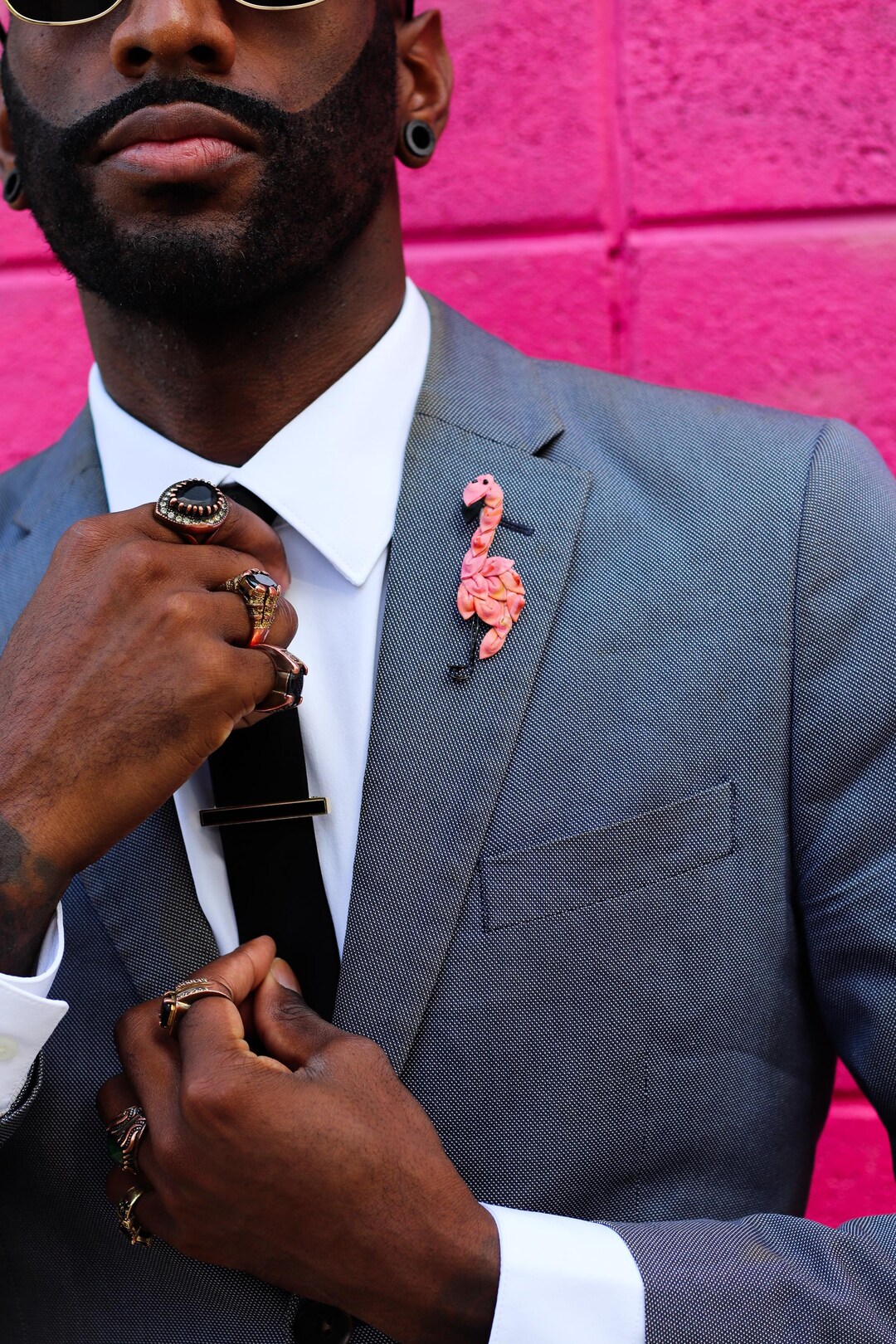 Pink Flamingo Bird Whimsical Lapel Pins Mens Pink Kanzashi Brooch - Etsy