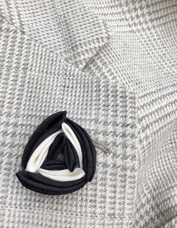 Triangle Lapel Pins Mens Lapel Pin Silk Black White Lapel | Etsy