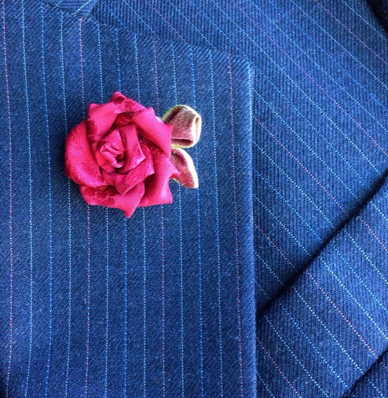 Red Rose Silk Lapel Flower Mens Lapel Pin Flower Lapel Pin Etsy