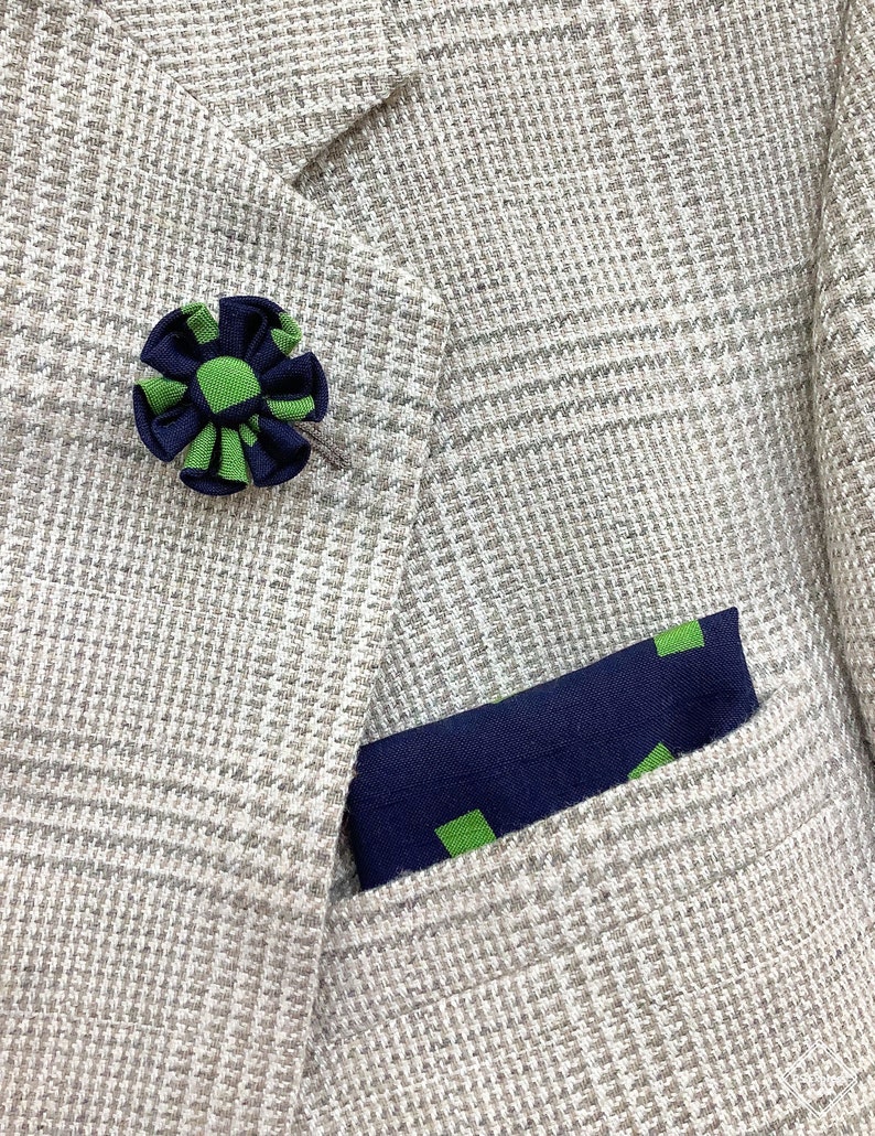 Mens Lapel Pin Flower Lapel Pin Pocket Square Set Blue - Etsy
