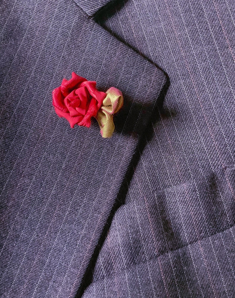 Red Rose Silk Lapel Flower Mens Lapel Pin Flower Lapel Pin - Etsy