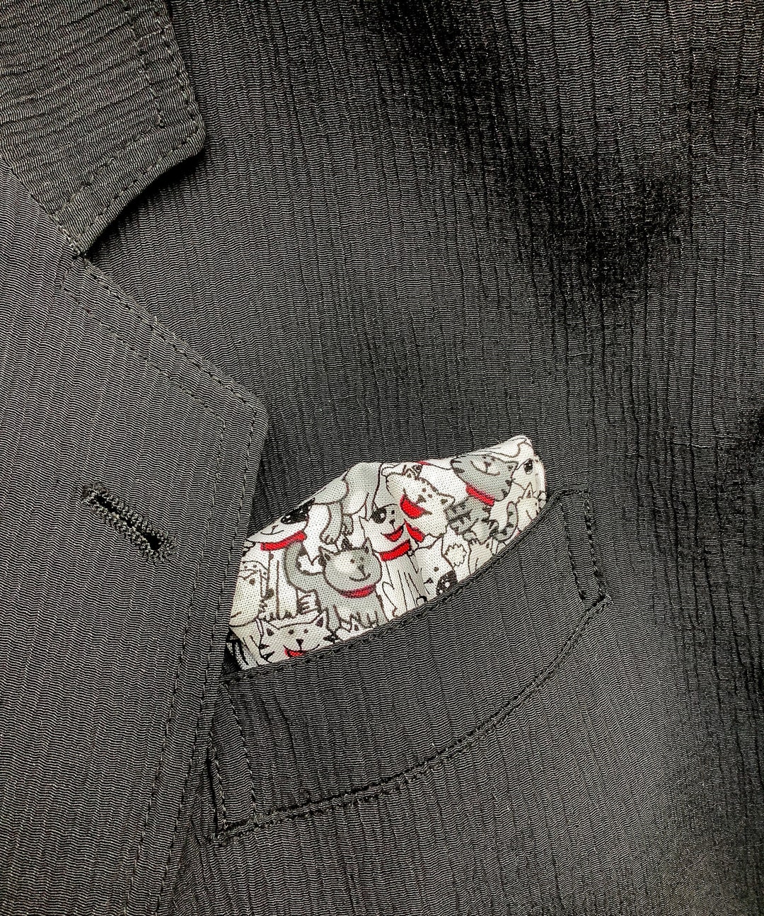 Cat Pocket Square Mens Black White Red Happy Cats Cotton Hanky Custom ...