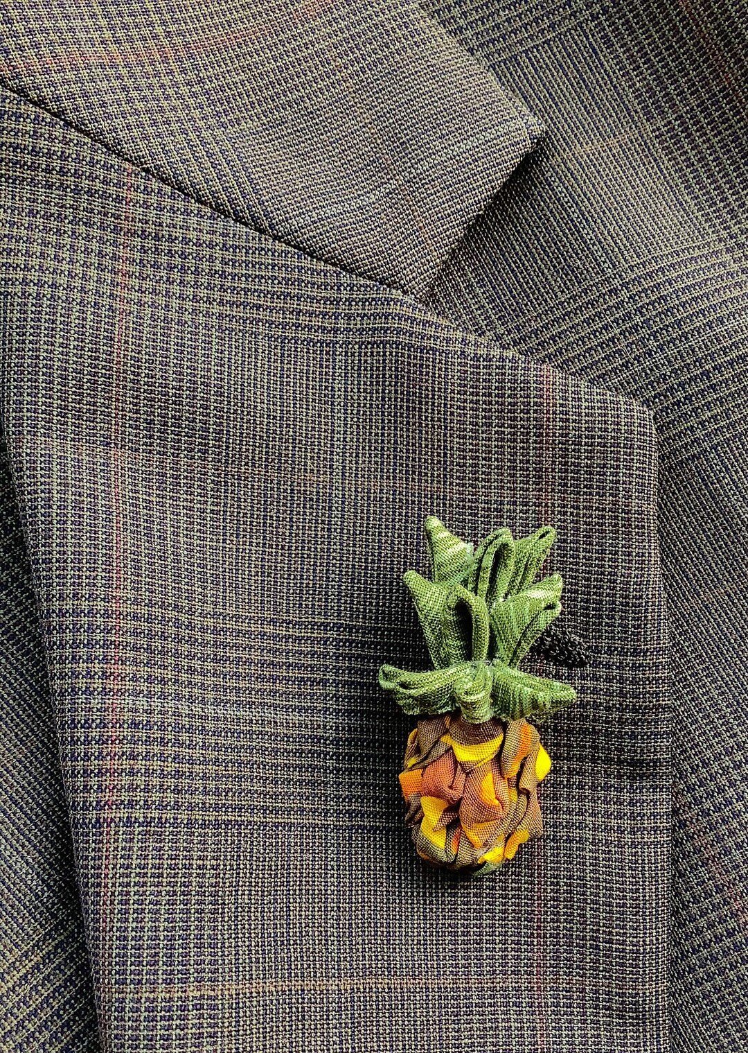 Pineapple Lapel Pins Men Brown Boutonniere Kanzashi Brooch Custom Suit ...