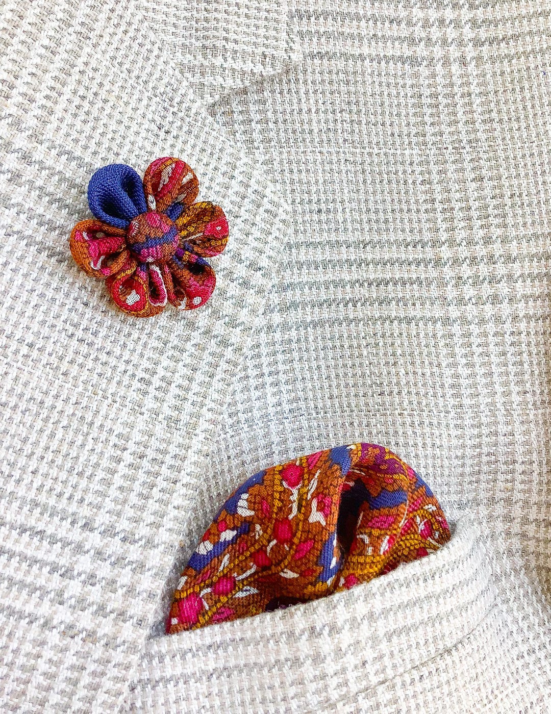 Wool Handkerchief Lapel Pins Mens Lapel Pin Flower Pocket Square Set ...