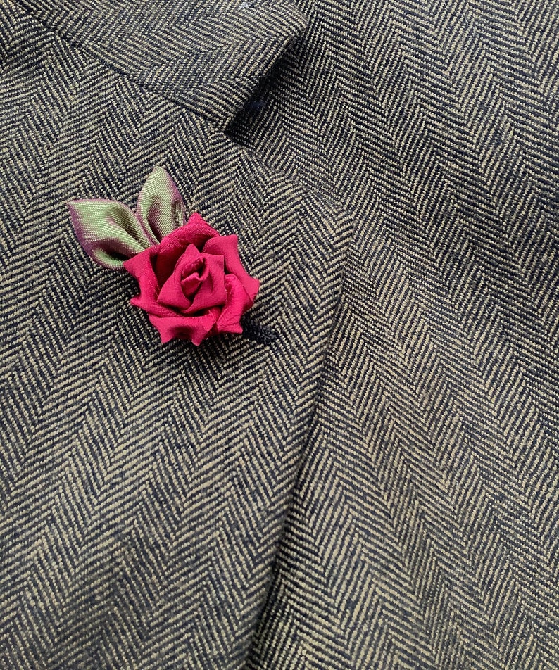 Red Rose Silk Lapel Flower Mens Lapel Pin Flower Lapel Pin Etsy