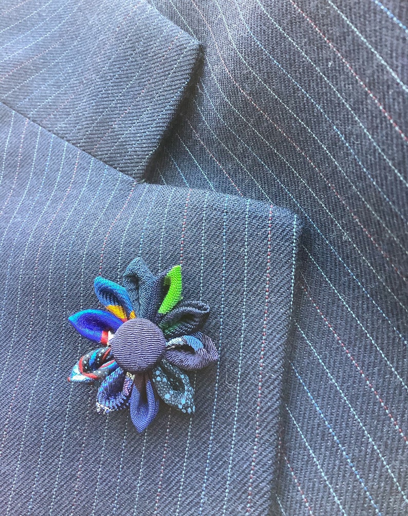 Lapel Pins Mens Lapel Pin Navy Blue Lapel Flower Lapel Pin | Etsy