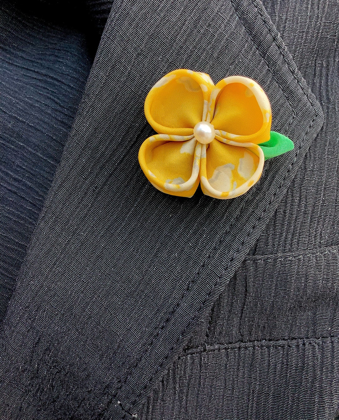 Lapel Pins Mens Lapel Pin Flower Yellow Lapel Flower Silk Boutonniere ...
