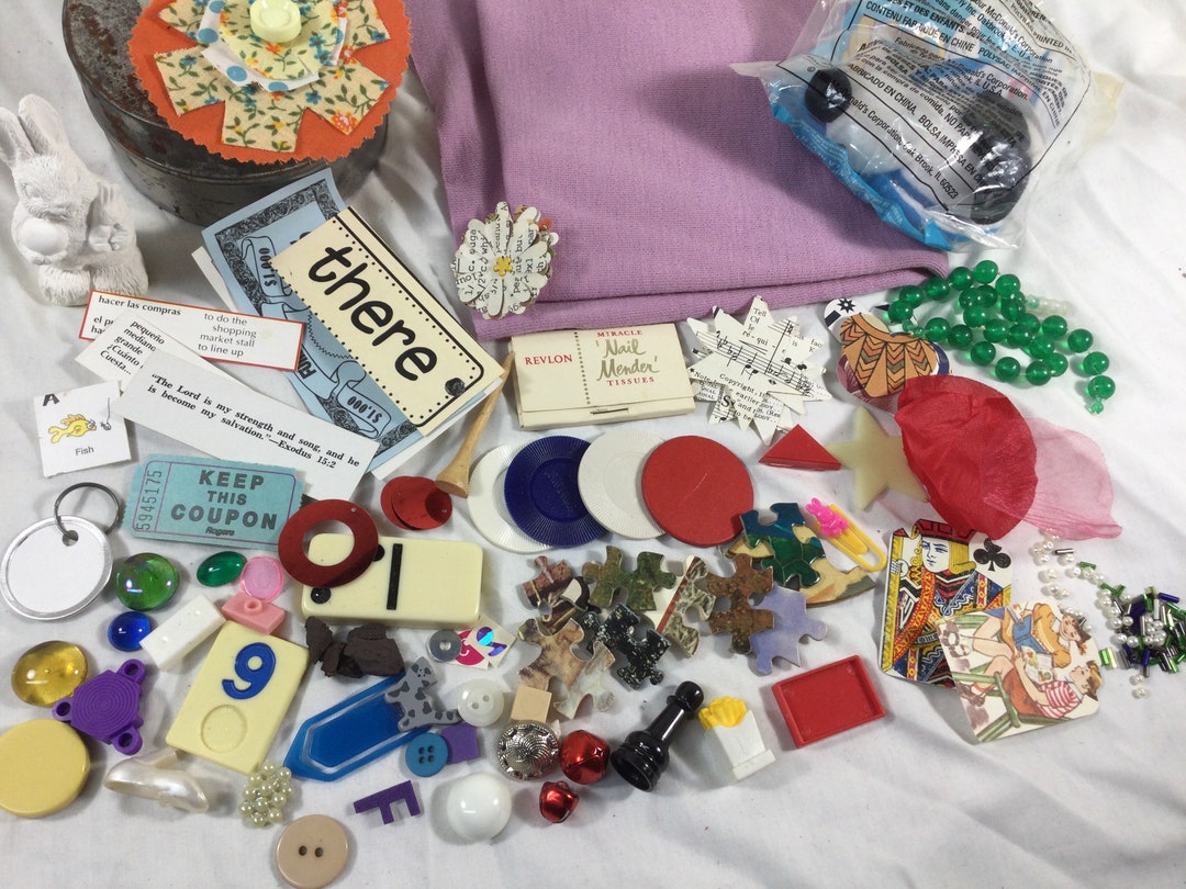 Found Objects Lot of 200 Mixed Media Assemblage Altered Art Collage ...