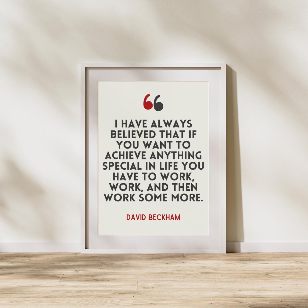 David Beckham Quote Poster - Motivational Soccer Print - Etsy