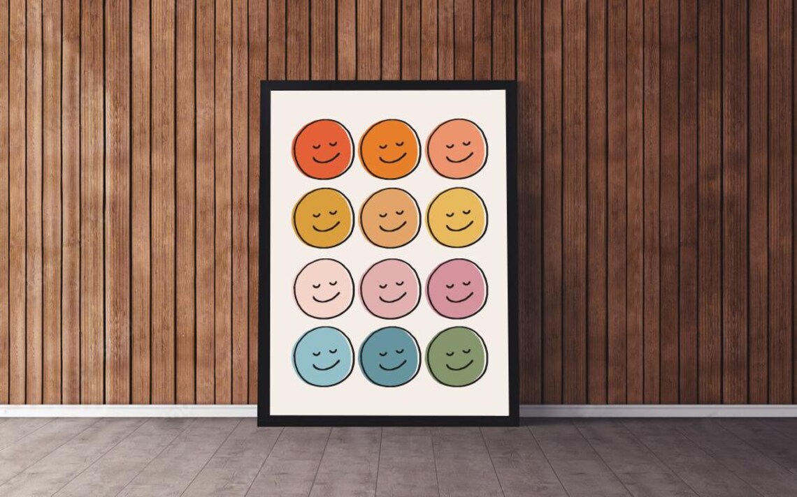 Colorful Smile Faces Print | Boho Nursery Decor (digital Download) - Etsy