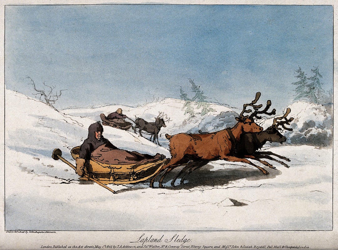 Lapland Sledge Digital Print Instant Download Reindeer Caribou Snow ...