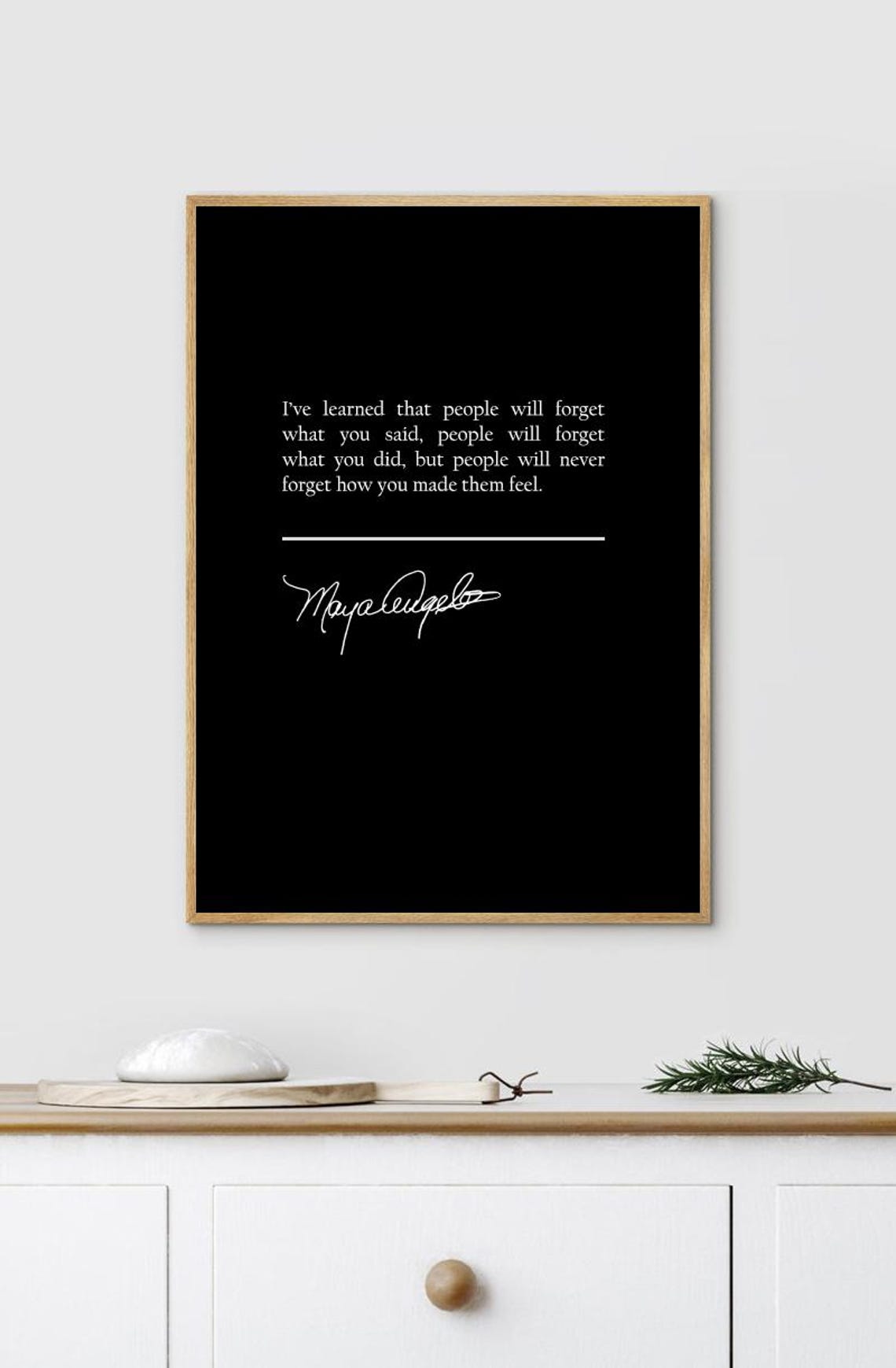 Maya Angelou Wall Art Quote | Quote Art | Typography Print | Black and ...