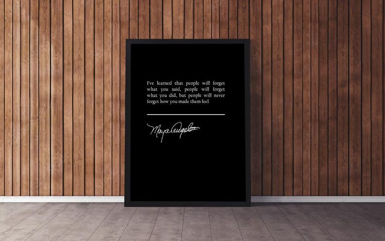 Maya Angelou Wall Art Quote | Quote Art | Typography Print | Black and ...