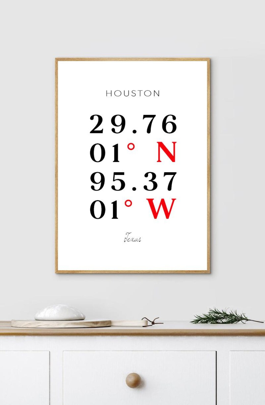 Houston TX Coordinates Print | Coordinates Sign | Latitude Longitude ...
