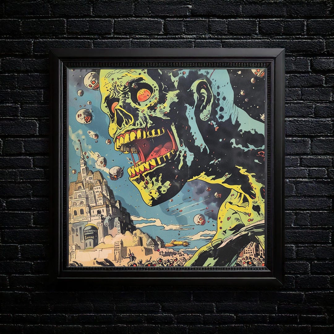 Vintage Monster Art Poster Horror Zombie Comic Book Movie Canvas Print ...