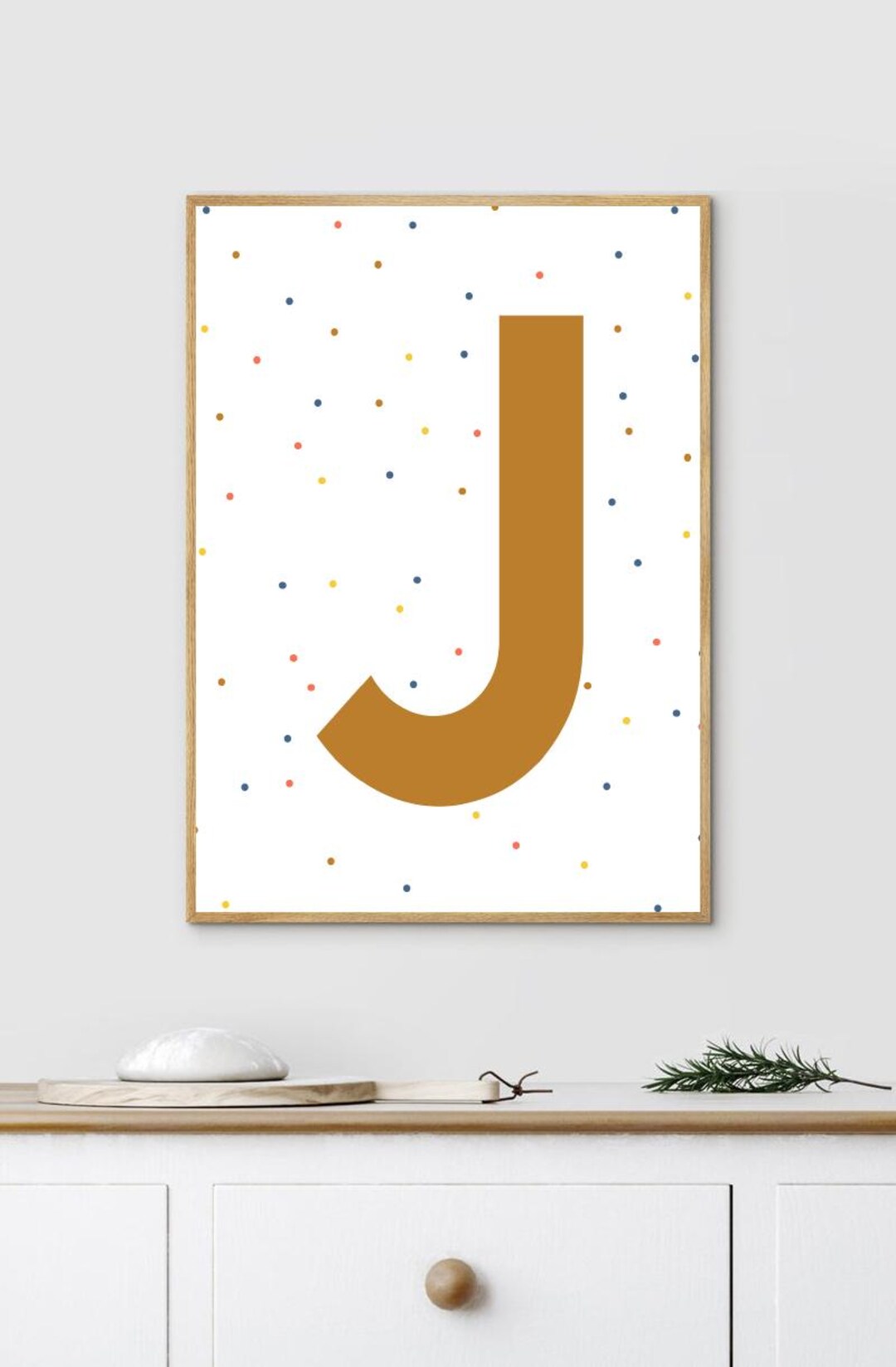 Letter J Dots Print A-Z Wall Print Letters Initial Kids Room Prints ...
