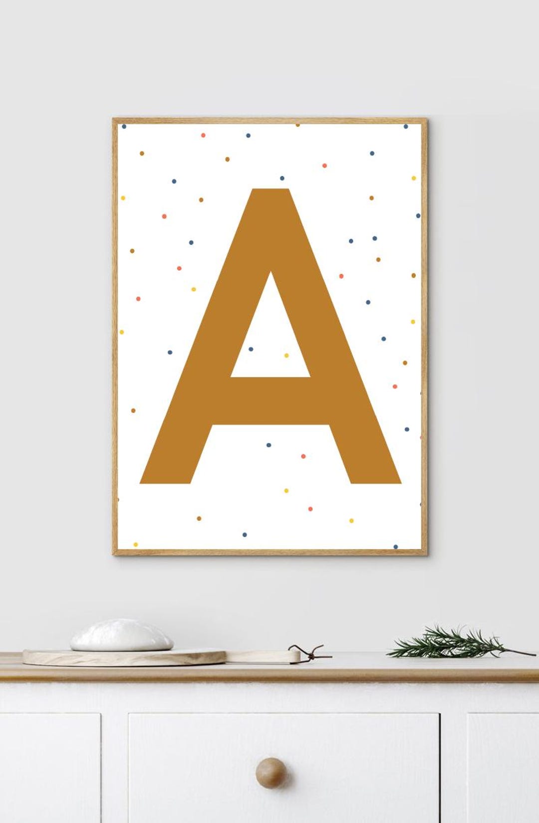 Letter A Dots Print A-Z Wall Print Letters Initial Kids Room Prints ...