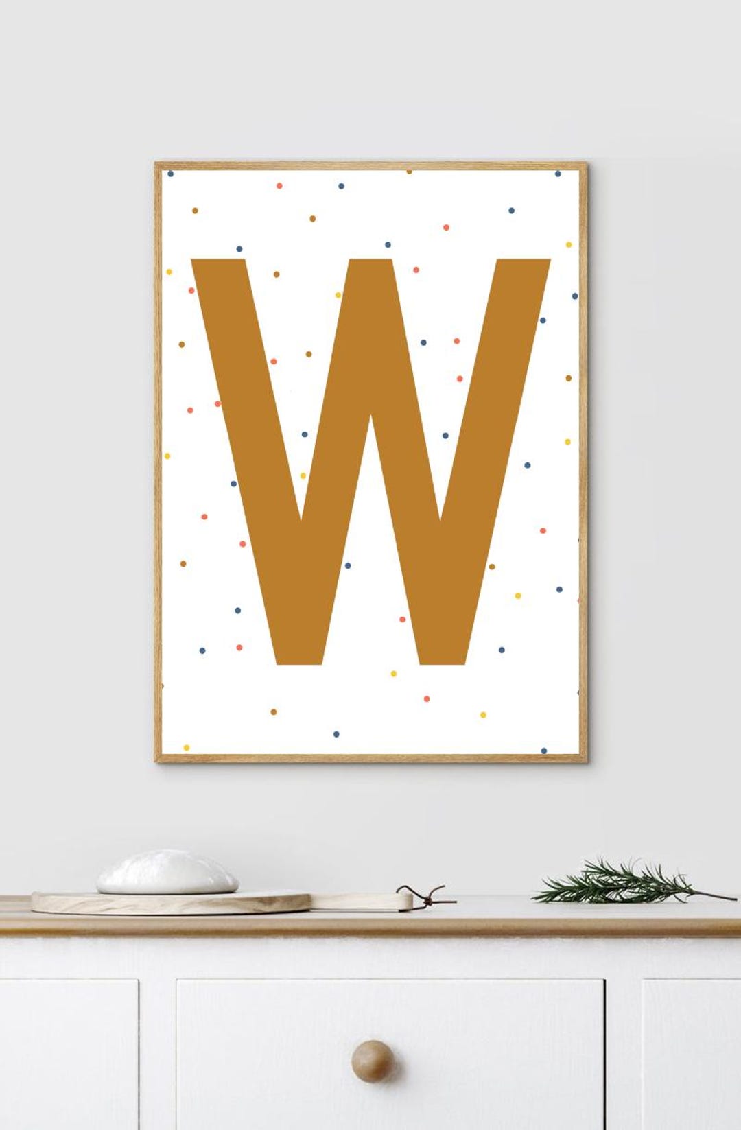 Letter W Dots Print A-Z Wall Print Letters Initial Kids Room Prints ...