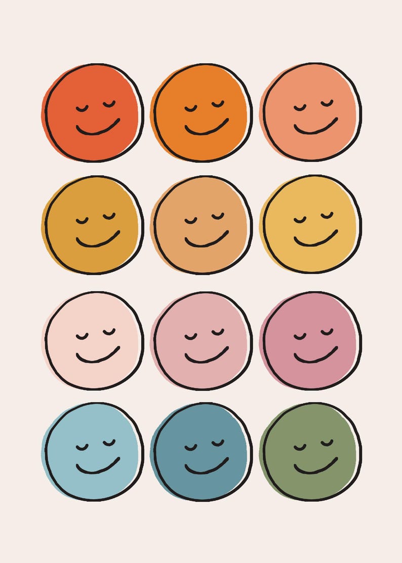 Colorful Smile Faces Print | Boho Nursery Decor (digital Download) - Etsy