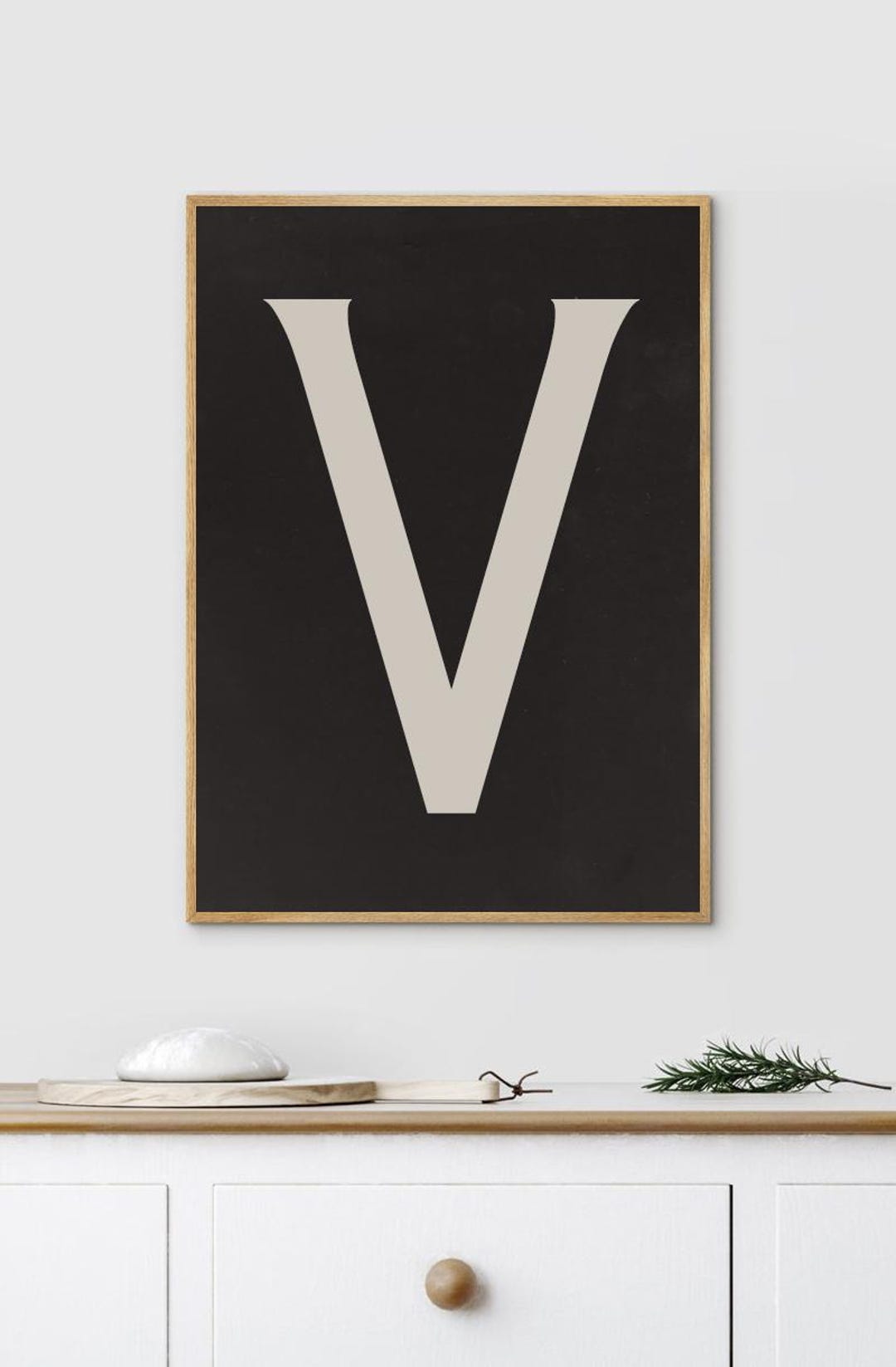 Letter V Print A-Z Wall Print Letters Initial Modern Digital Print ...